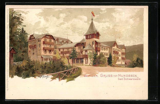 Künstler-Ansichtskarte Carl Münch: Hundseck / Schwarzwald, Blick zum ...