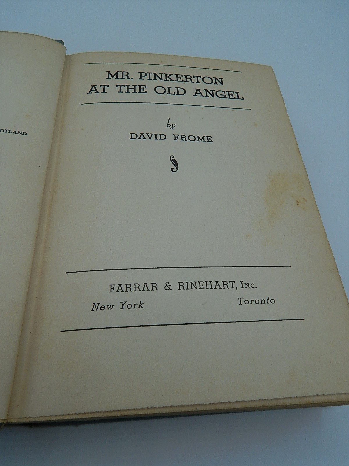 Mr. Pinkerton at the Old Angel by David Frome: Good Hardcover (1939 ...