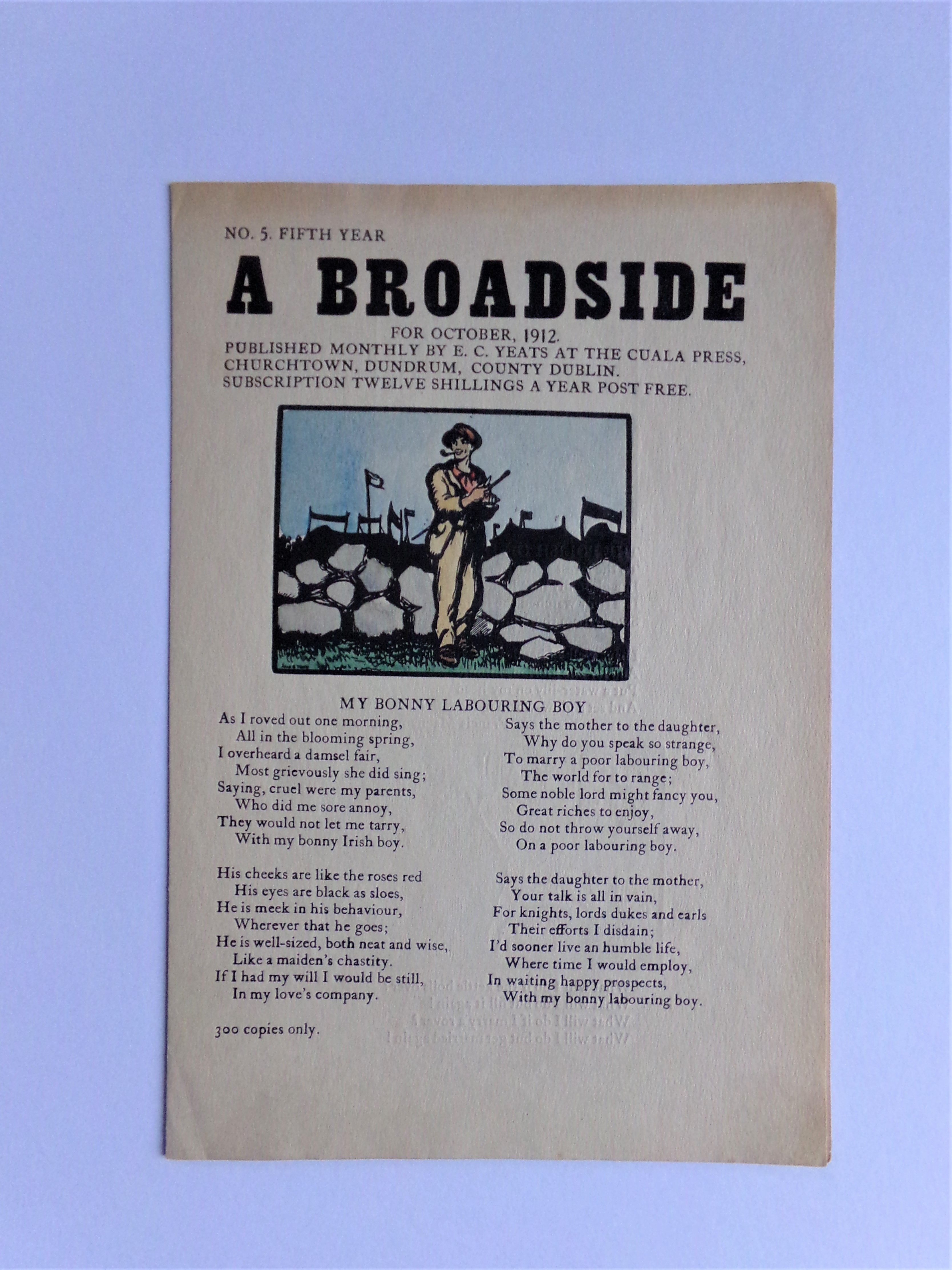 A Broadside, No. 5. Fifth Year, For October, 1912 by YEATS, Jack Butler ...