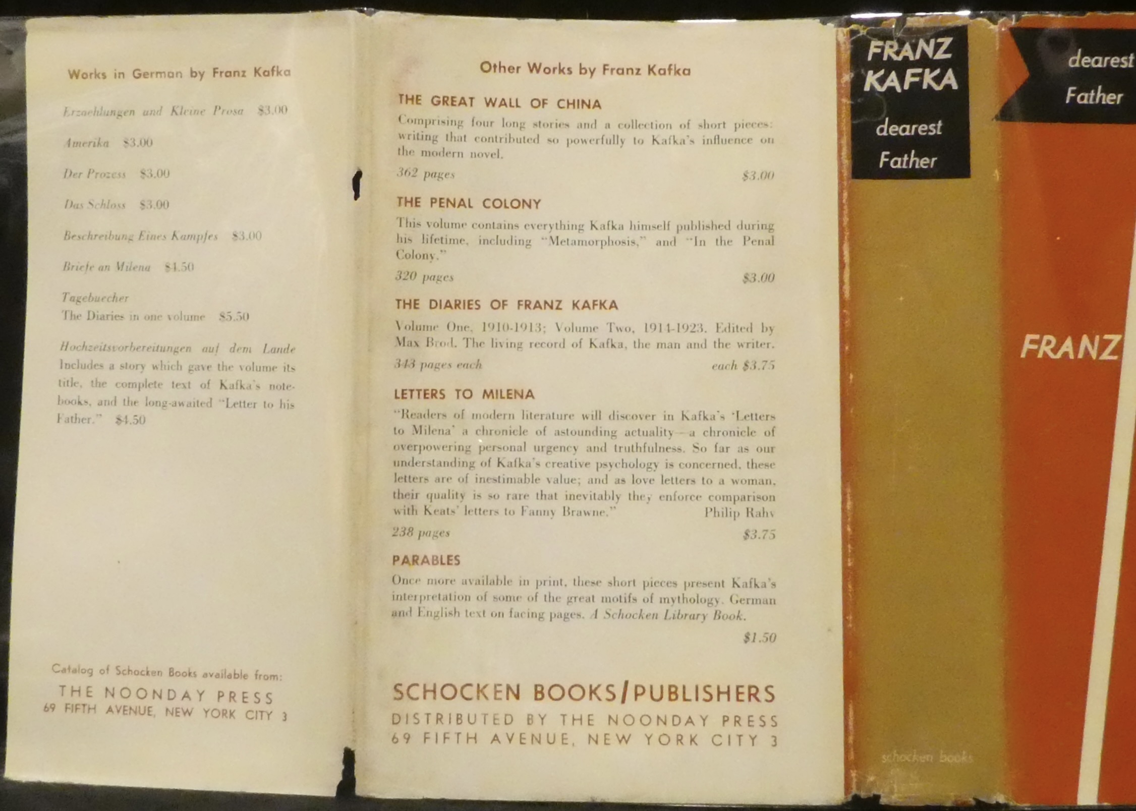 Dear Father, Stories and Other Writings by Kafka, Franz: Very Good ...