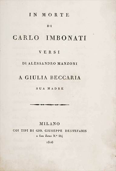 In morte di Carlo Imbonati. Versi di Alessandro Manzoni a Giulia ...