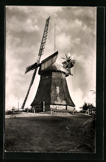 Ansichtskarte Grebin i. Holstein, Windmühle: (1958) Manuskript ...