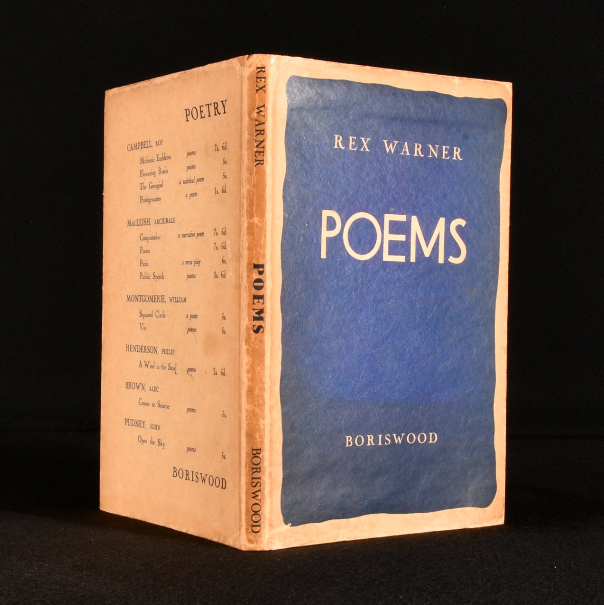 Poems by Rex Warner: Very Good Indeed Cloth (1937) First edition ...