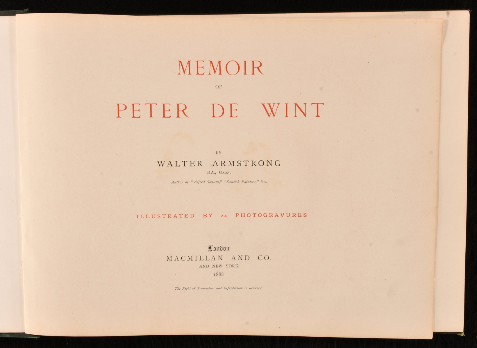 Memoir of Peter de Wint by Walter Armstrong: Very Good Cloth First ...