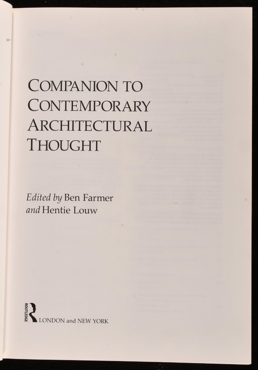 Companion to Contemporary Architectural Thought by Ben Farmer; Hentie ...