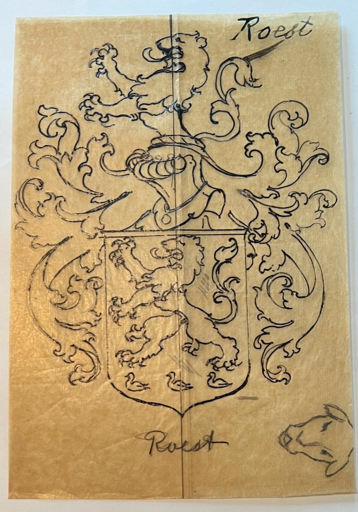 Wapenkaart/Coat of Arms: Original preparatory drawing of the Roest Coat ...