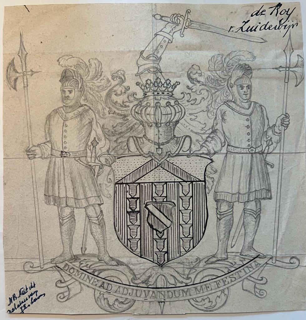 Wapenkaart/Coat of Arms: Original preparatory drawing of De Roy van ...
