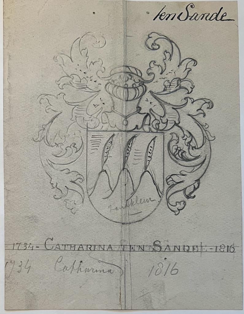 Wapenkaart/Coat of Arms: Original preparatory drawing of the Ten Sande ...
