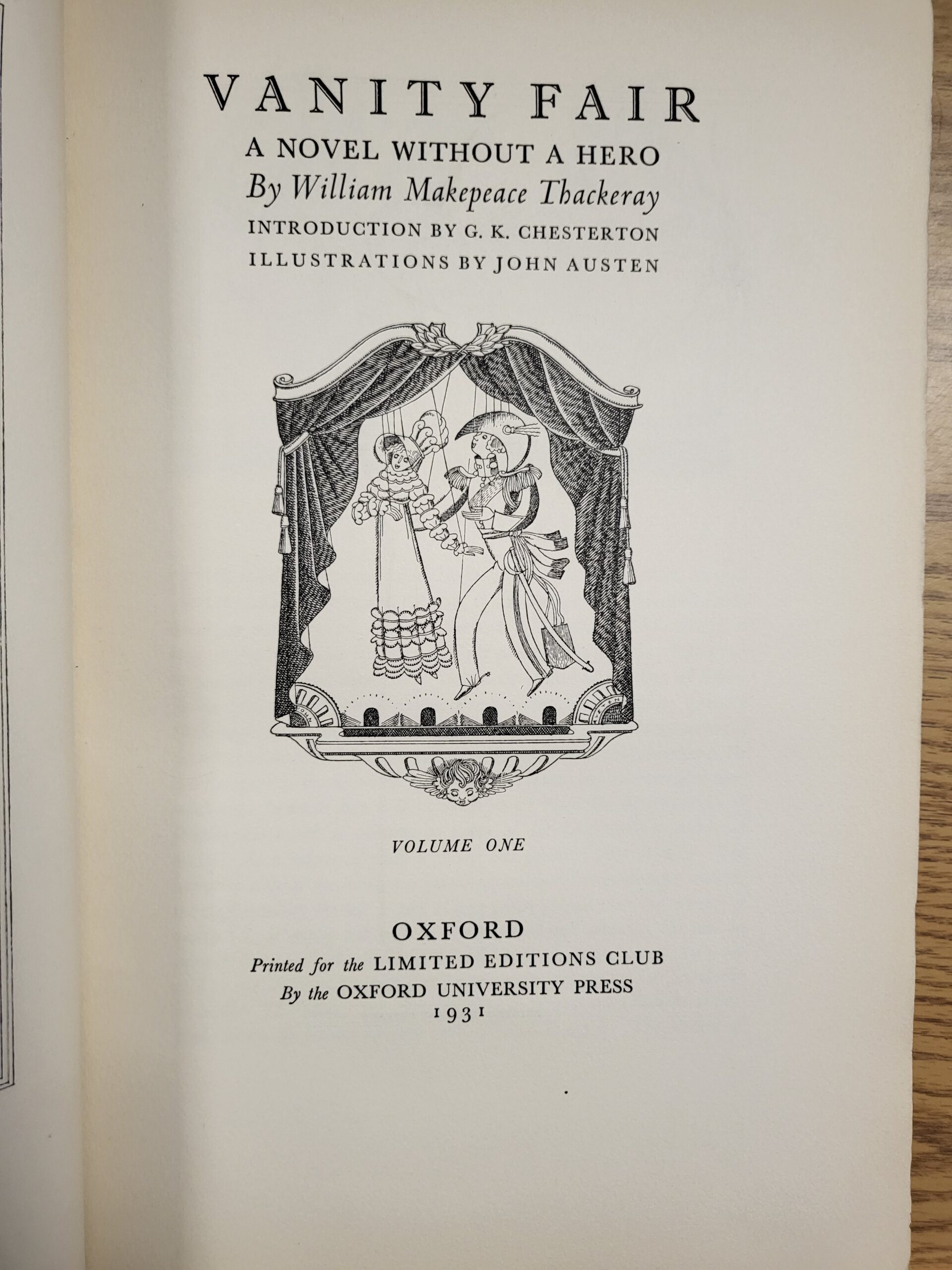 Vanity Fair a Novel Without a Hero LEC signed 2 volumes complete by ...