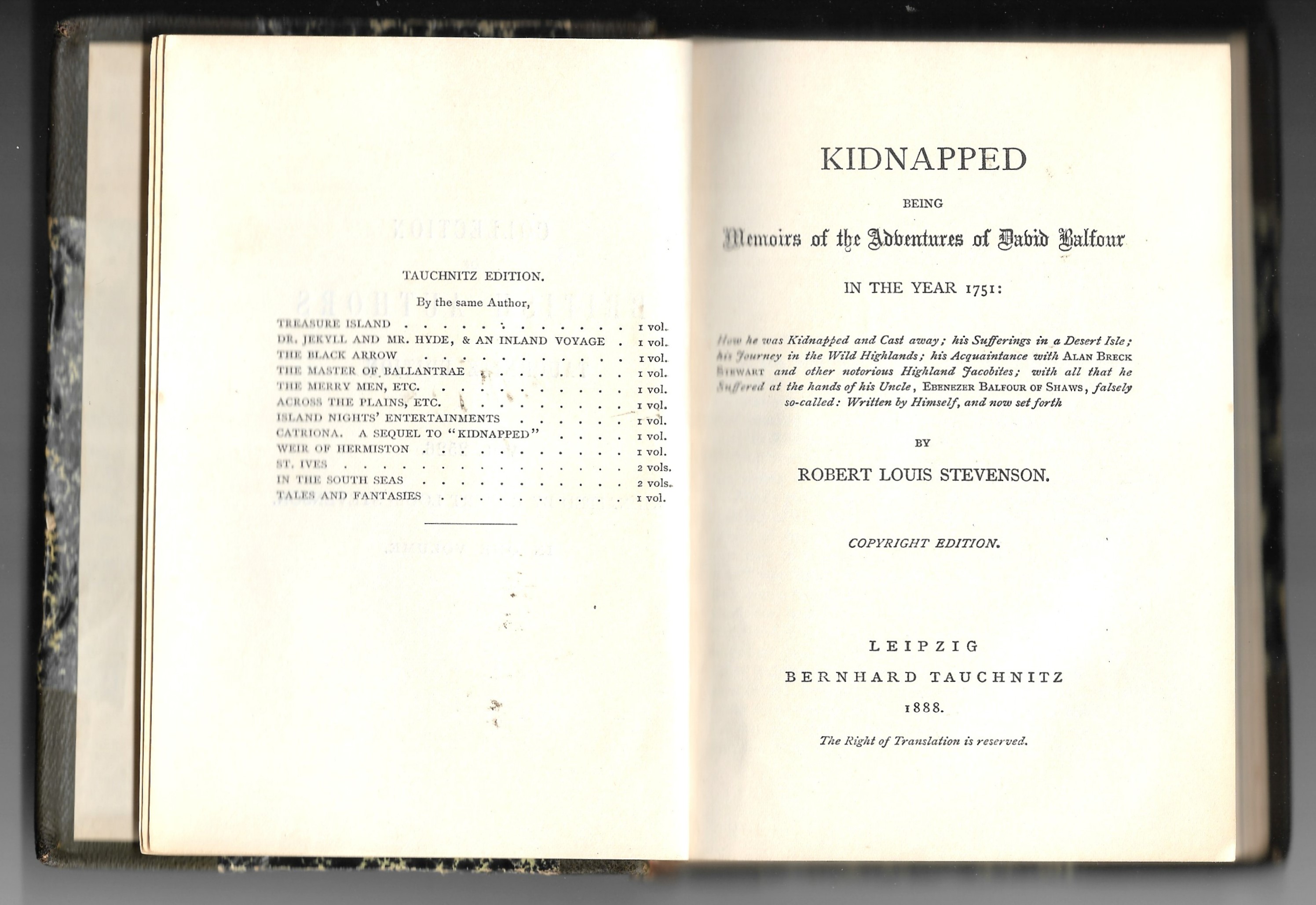 Kidnapped. Being Memoirs of the Adventures of David in the Year 1751 ...