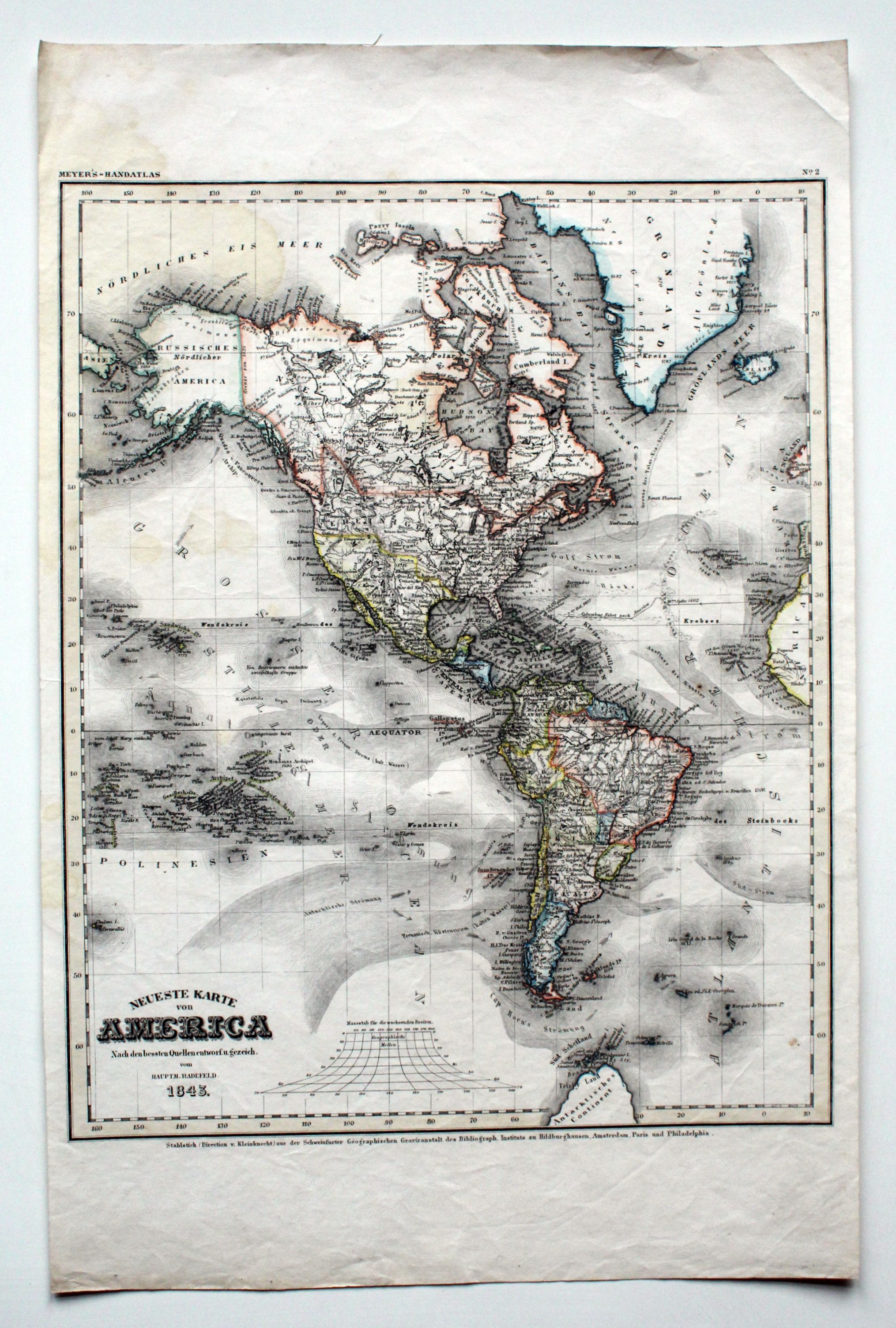 Neueste Karte von America. Aus Meyer's Handatlas No. 2. by Hauptmann ...