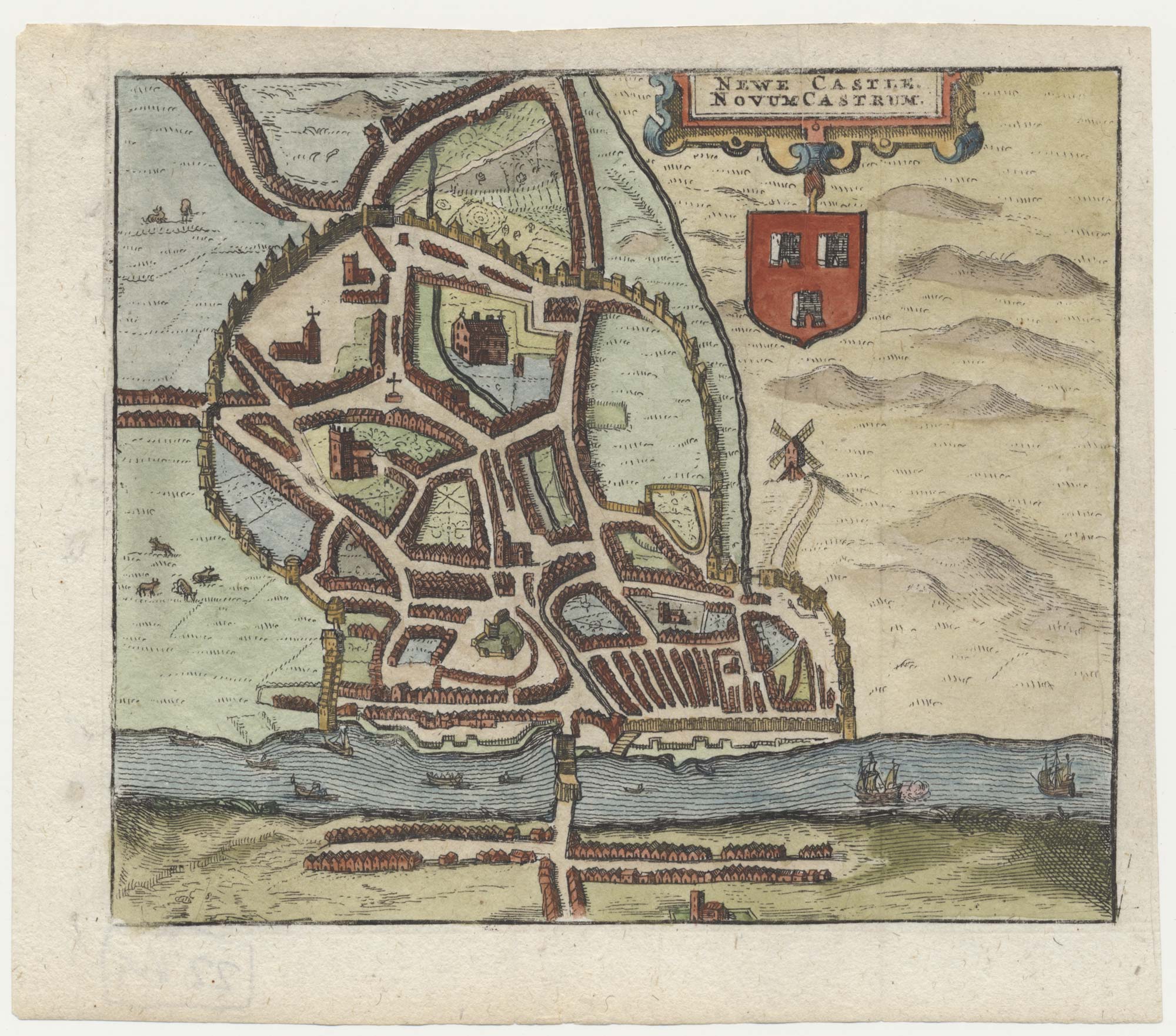 Newe Castle. Novum Castrum. von HERMANNIDES, Rutger.: (1661) Karte ...