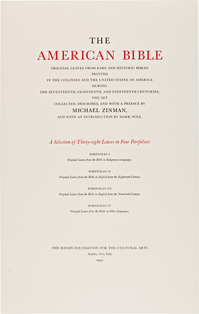 THE AMERICAN BIBLE: ORIGINAL LEAVES FROM RARE AND HISTORIC BIBLES ...