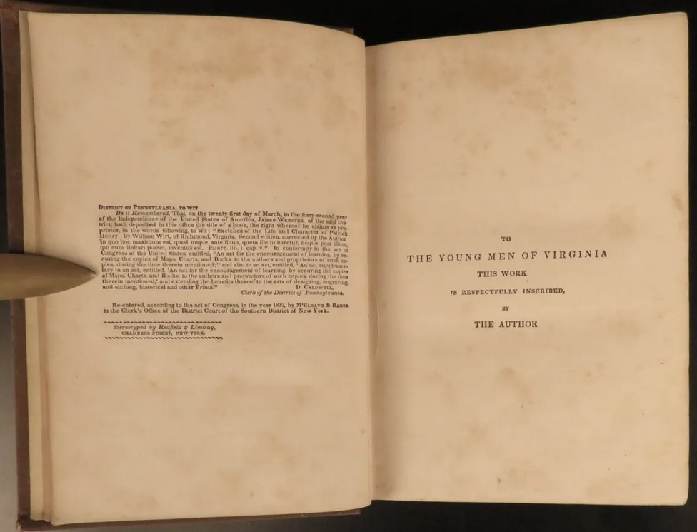 The Life of Patrick Henry by Wirt, William: Very Good Hardcover (1857 ...