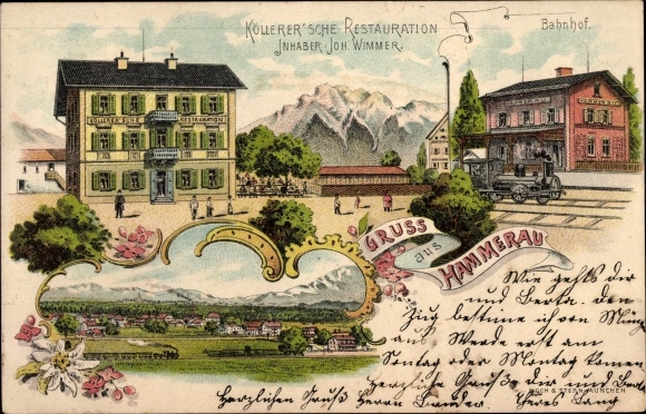 Litho Hammerau Ainring in Oberbayern, Köllerer'sche Restauration ...