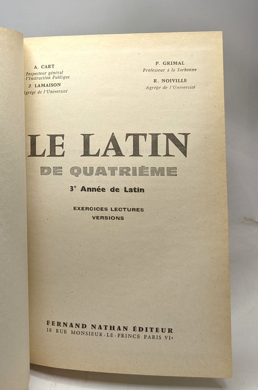 Le latin de quatrième - 3e année de Latin - exercices lectures versions ...