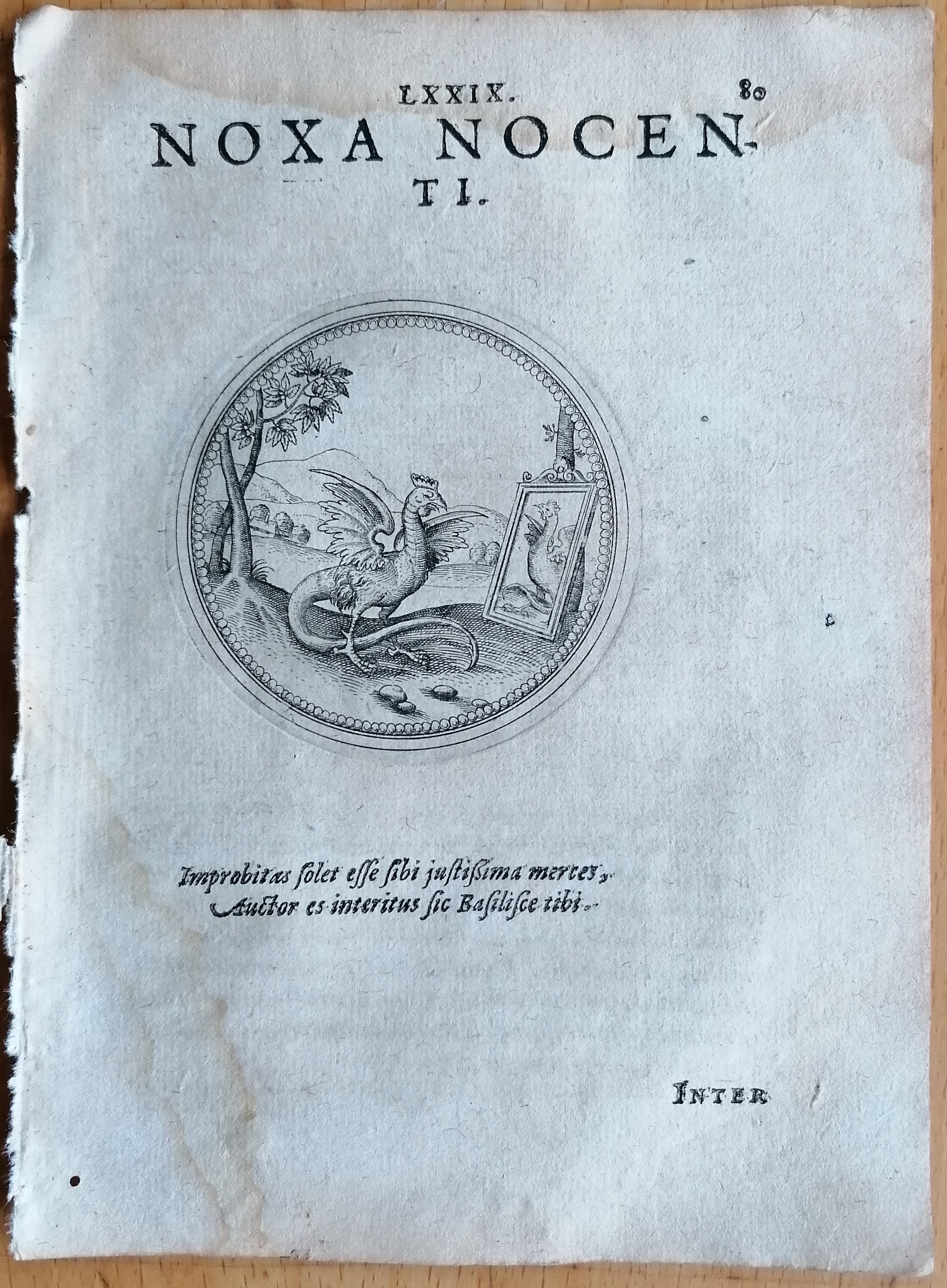 Camerarius Noxa nocenti Basilisk Emblem Emblemata - 1696: (1696) Kunst ...