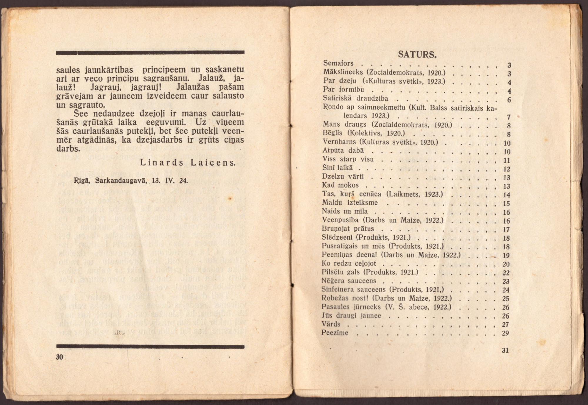 Semafors, Trijos gados dzejots (Three-Year Poems Collection 1920 - 1922 ...