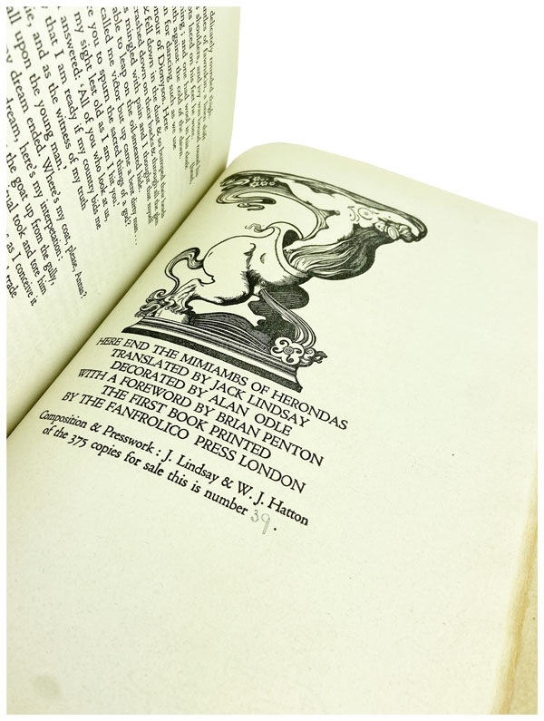 The Mimiambs of Herondas [Limited Edition] by Herondas [a.k.a. Herodas ...