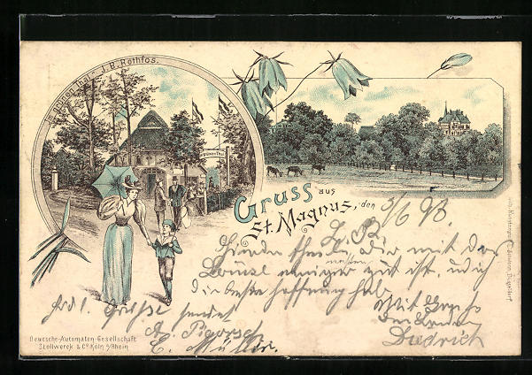 Lithographie St. Magnus, Gasthaus im grünen Thal: (1898) Manuskript ...