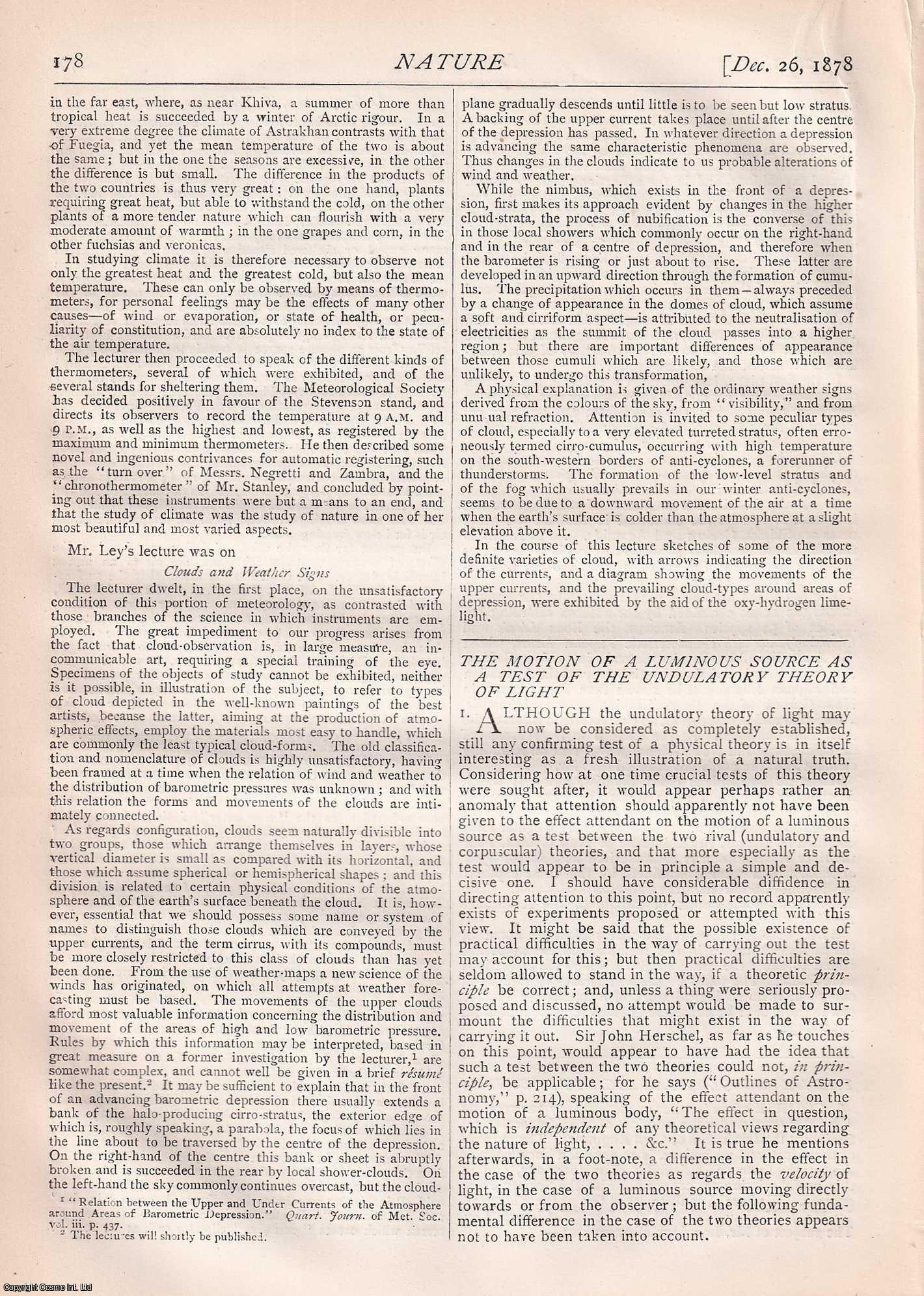 The Motion of a Luminous Source as a Test of the Undulatory Theory of ...