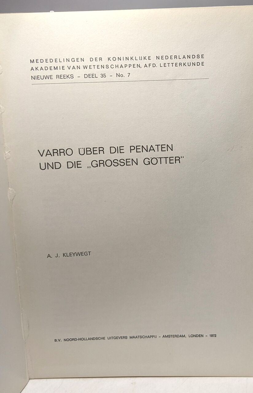 Varro über die penaten und die "grossen götter" / Deel 35 n°7 by A.J ...