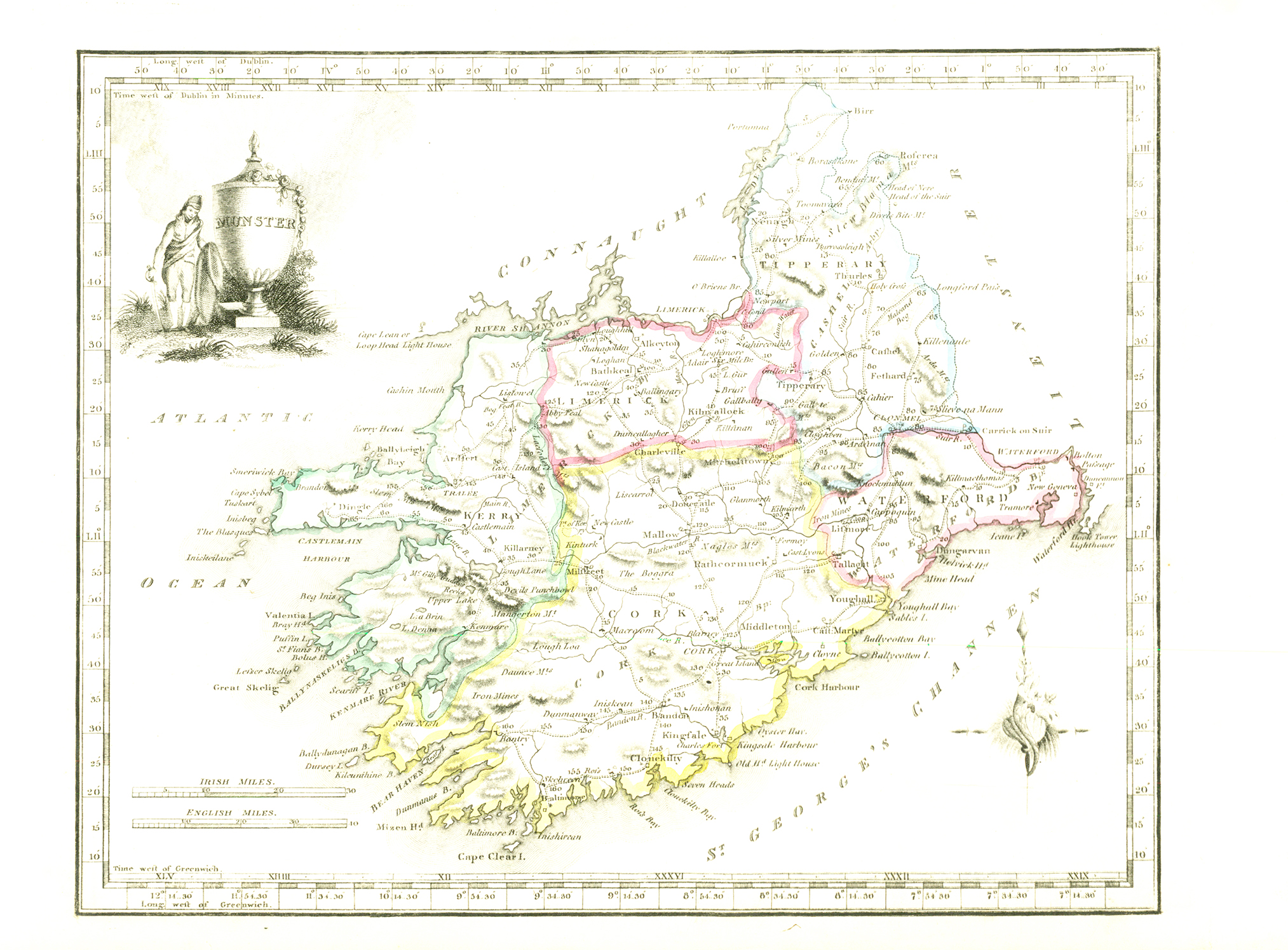 1822 Antique Ireland Irish Map MUNSTER by John Grierson (IAE3) by ...