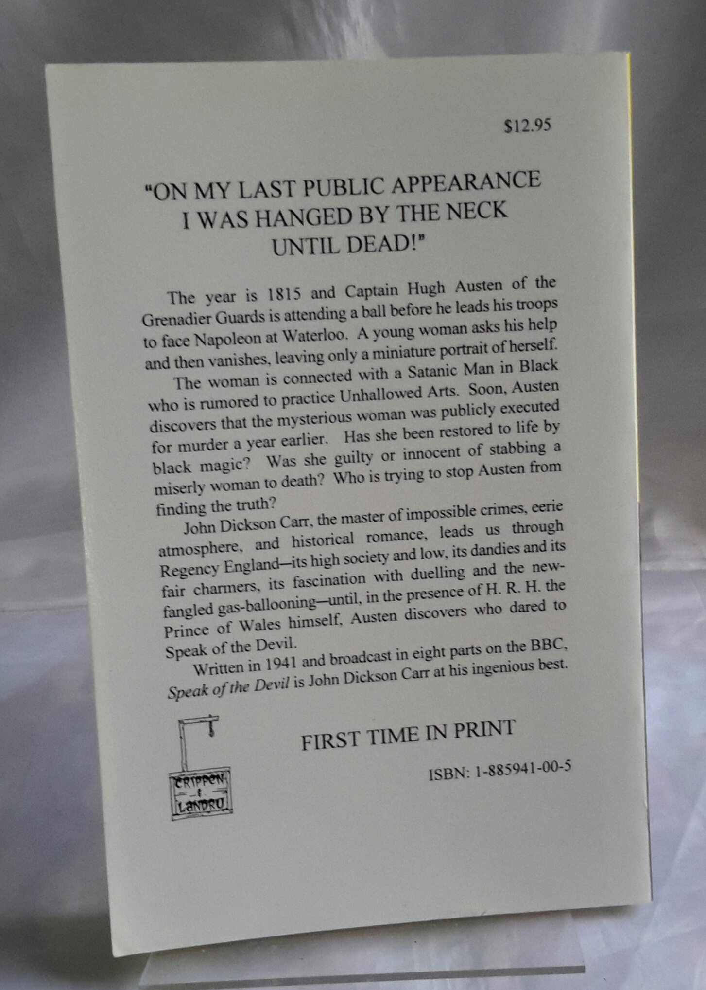Speak Of The Devil. by CARR, John Dickson. Introduction and Notes by ...