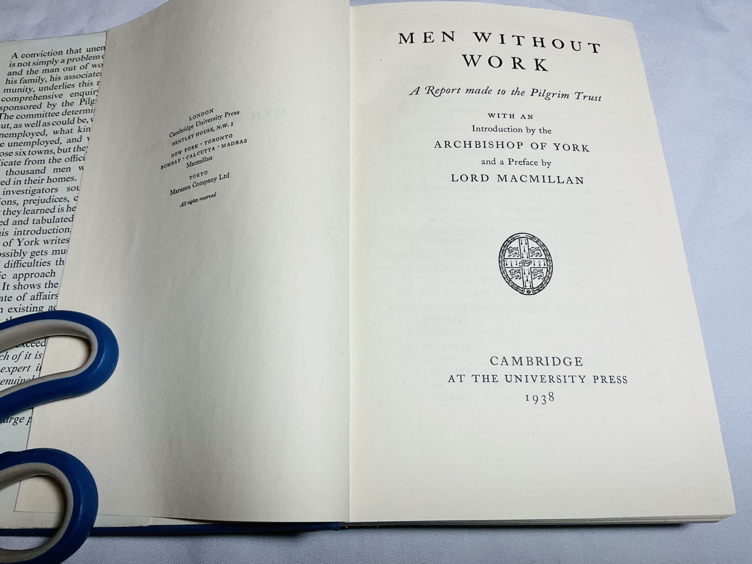 Men Without Work : a Report Made to the Pilgrim Trust / with an ...