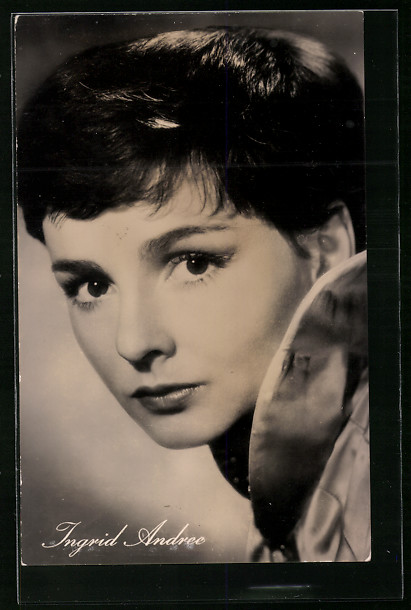 Ansichtskarte Schauspielerin Ingrid Andree ernst blickend: Manuscript ...