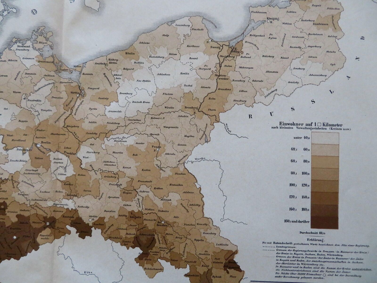 German Empire Population Density Prussia Saxony c. 1880 German detailed ...