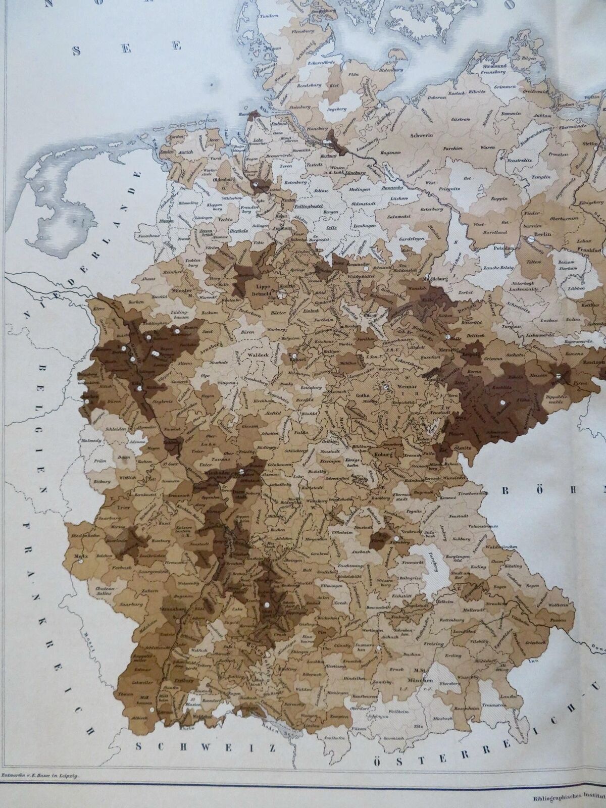 German Empire Population Density Prussia Saxony c. 1880 German detailed ...