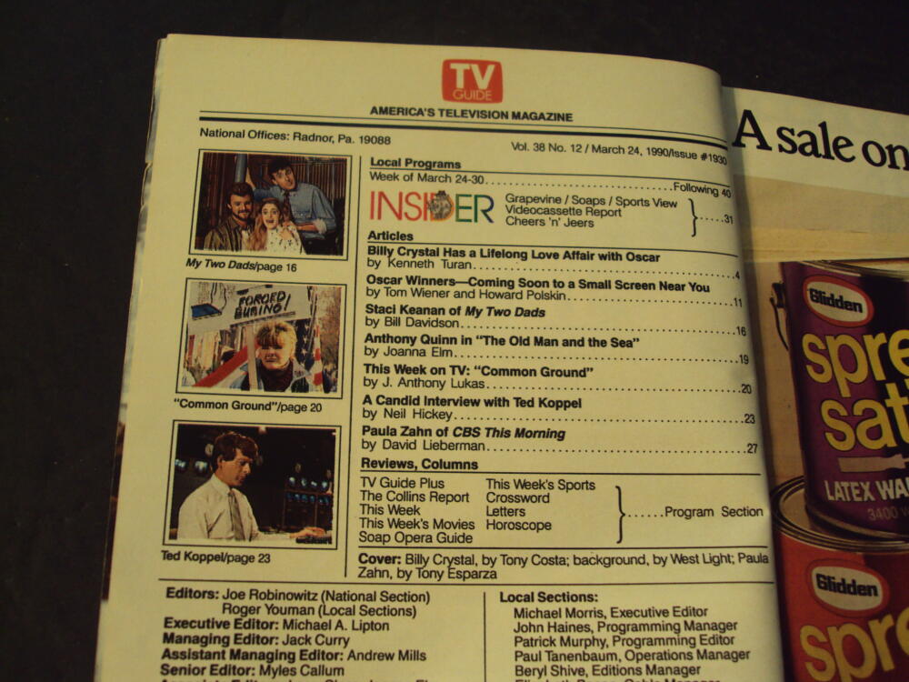 TV Guide Mar 24-30 1990 Oscar Night, Paula Zahn: (1990) Magazine ...