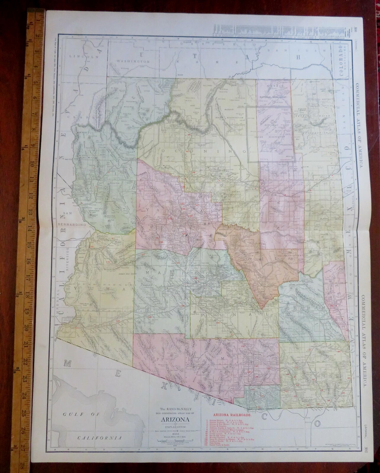 Arizona Phoenix Tucson Mesa Chandler 1912 scarce huge Commercial Map ...