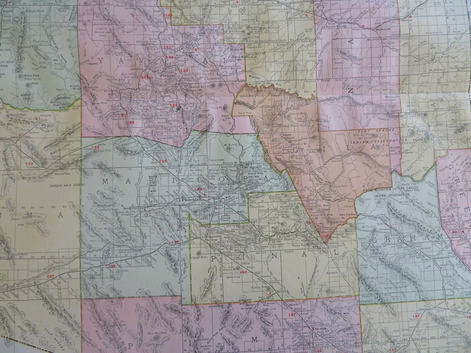 Arizona Phoenix Tucson Mesa Chandler 1912 scarce huge Commercial Map ...