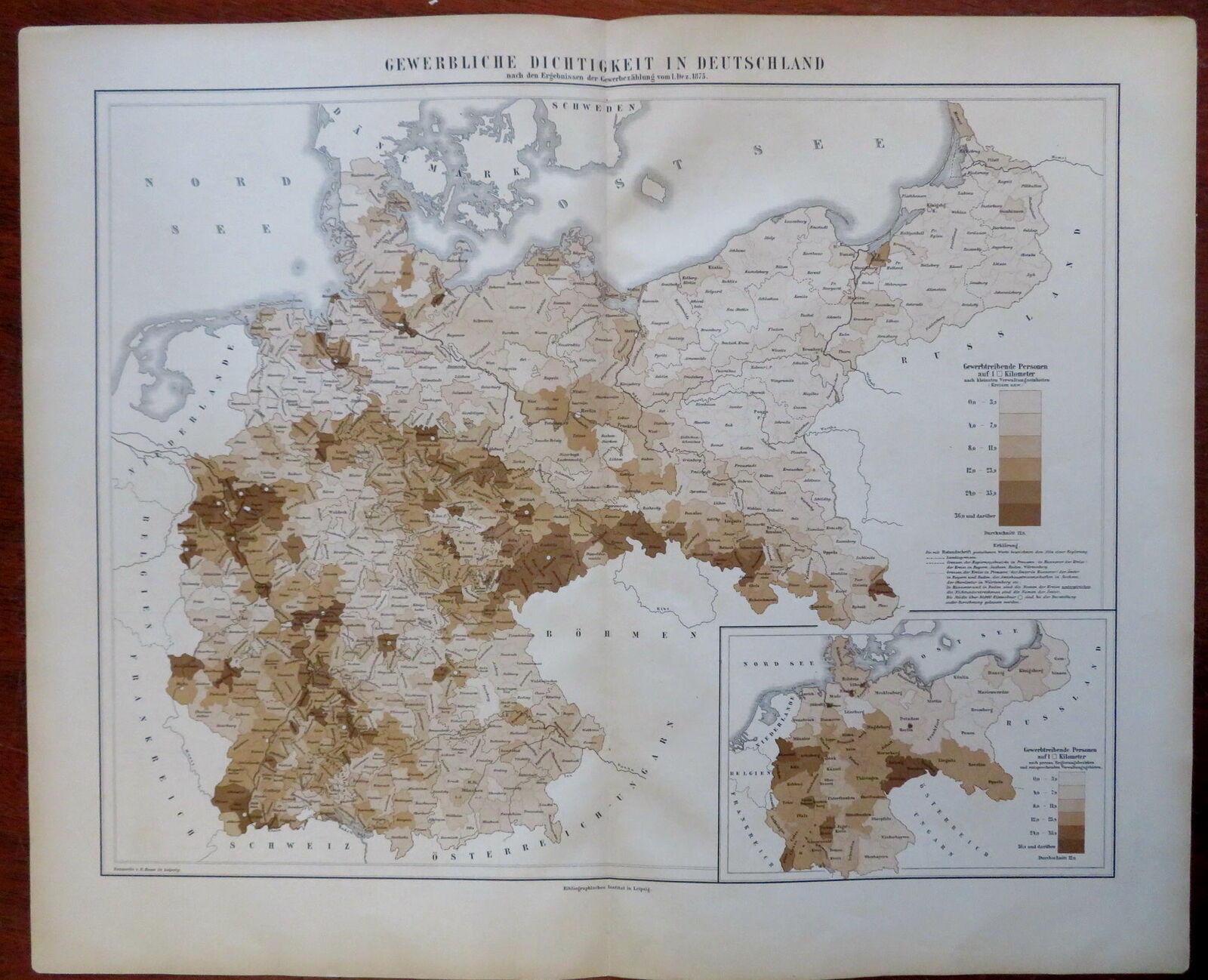 Commercial Density Trade German Empire Prussia c. 1880 Germany detailed ...