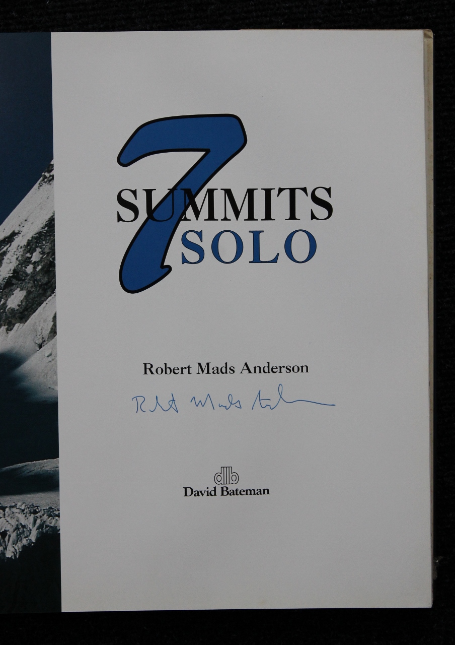 7 Summits Solo by Robert Mads Anderson: Near Fine Hardcover (1995) 1st ...
