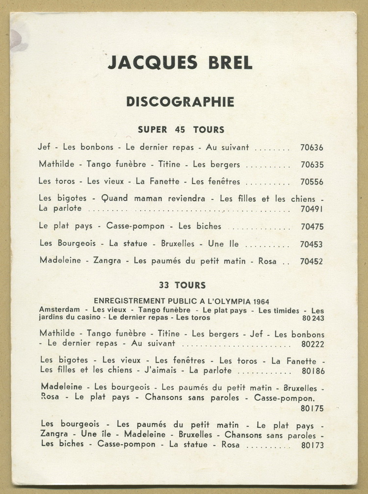 Jacques Brel (1929-1978) - Jolie photo signée dans les années 60 ...