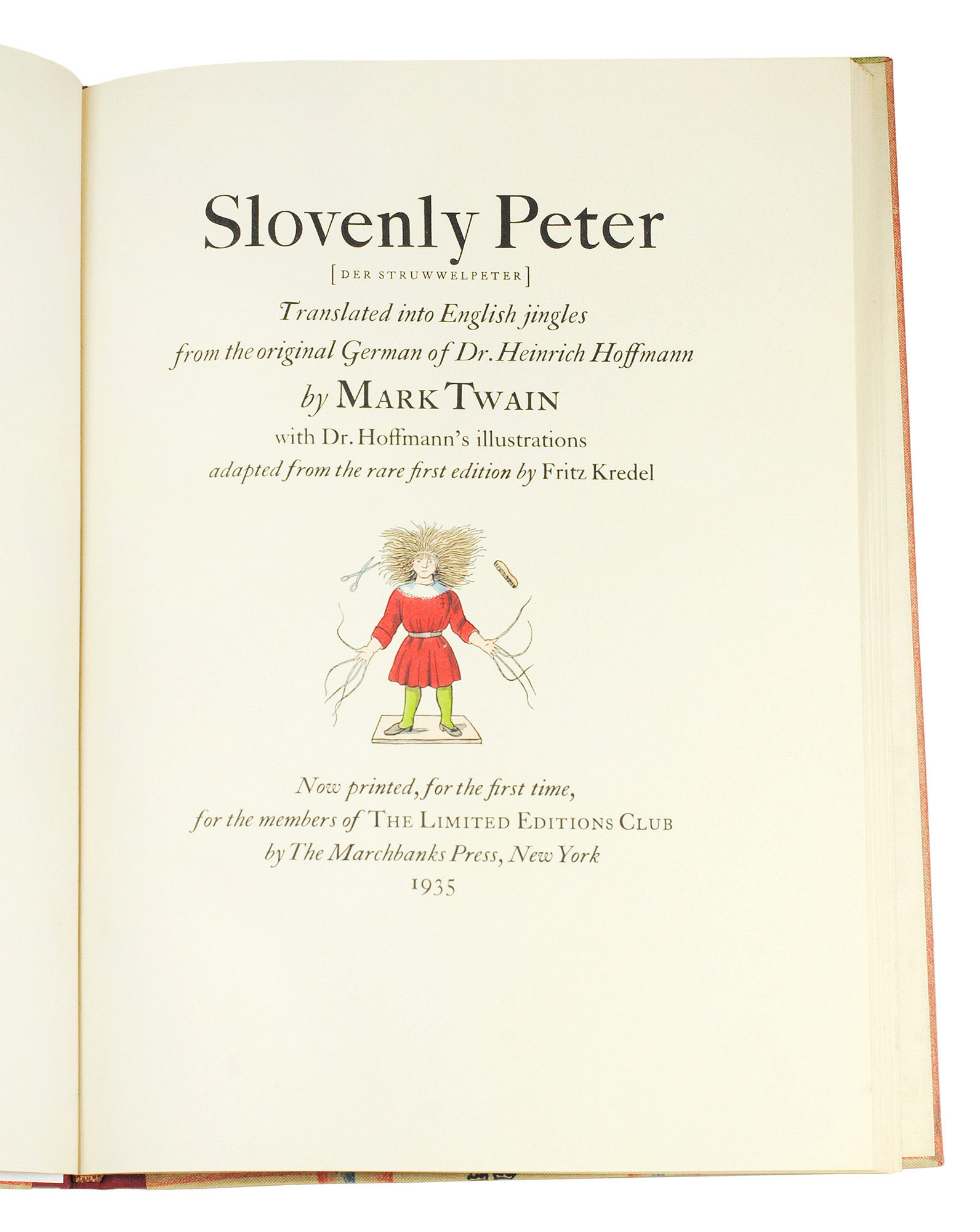 Slovenly Peter. Translated into English jingles from the original ...