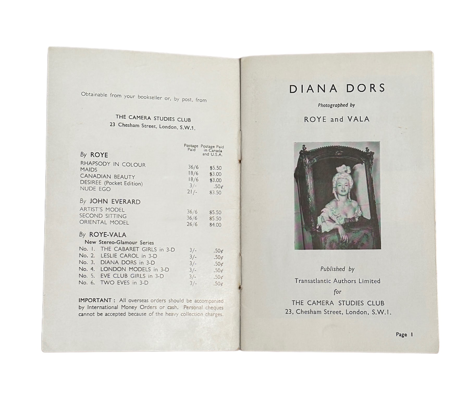 Diana Dors in 3D by The Camera Studies Club: Very Good Paperback (1950 ...