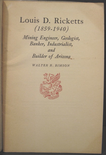 Louis D. Ricketts 1859-1940 by Bimson, Walter R.: Fine Original Wraps ...