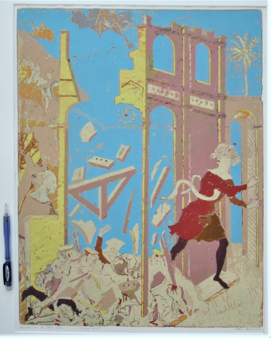 Stan Dobbin (1929-2021), unique large screenprint, The Destruction of ...
