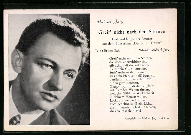 Ansichtskarte Musiker Michael Jary zur Seite schauend: Manuskript ...