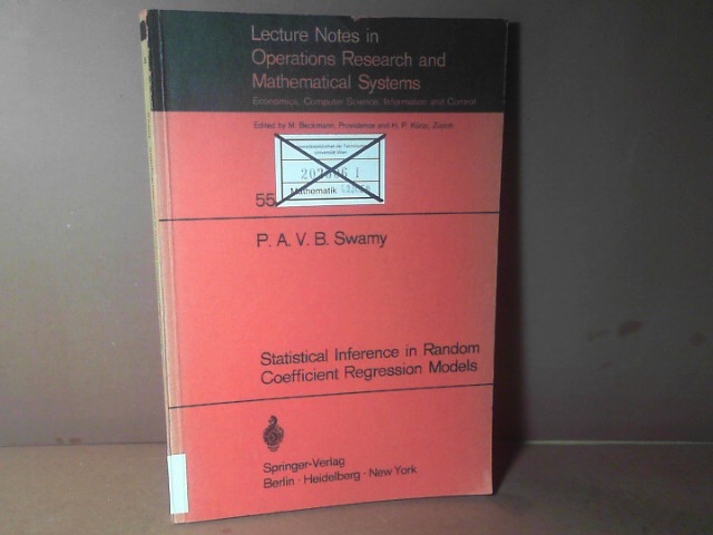 Statistical Inference In Random Coefficient Regression Models Lecture Notes In Economics And