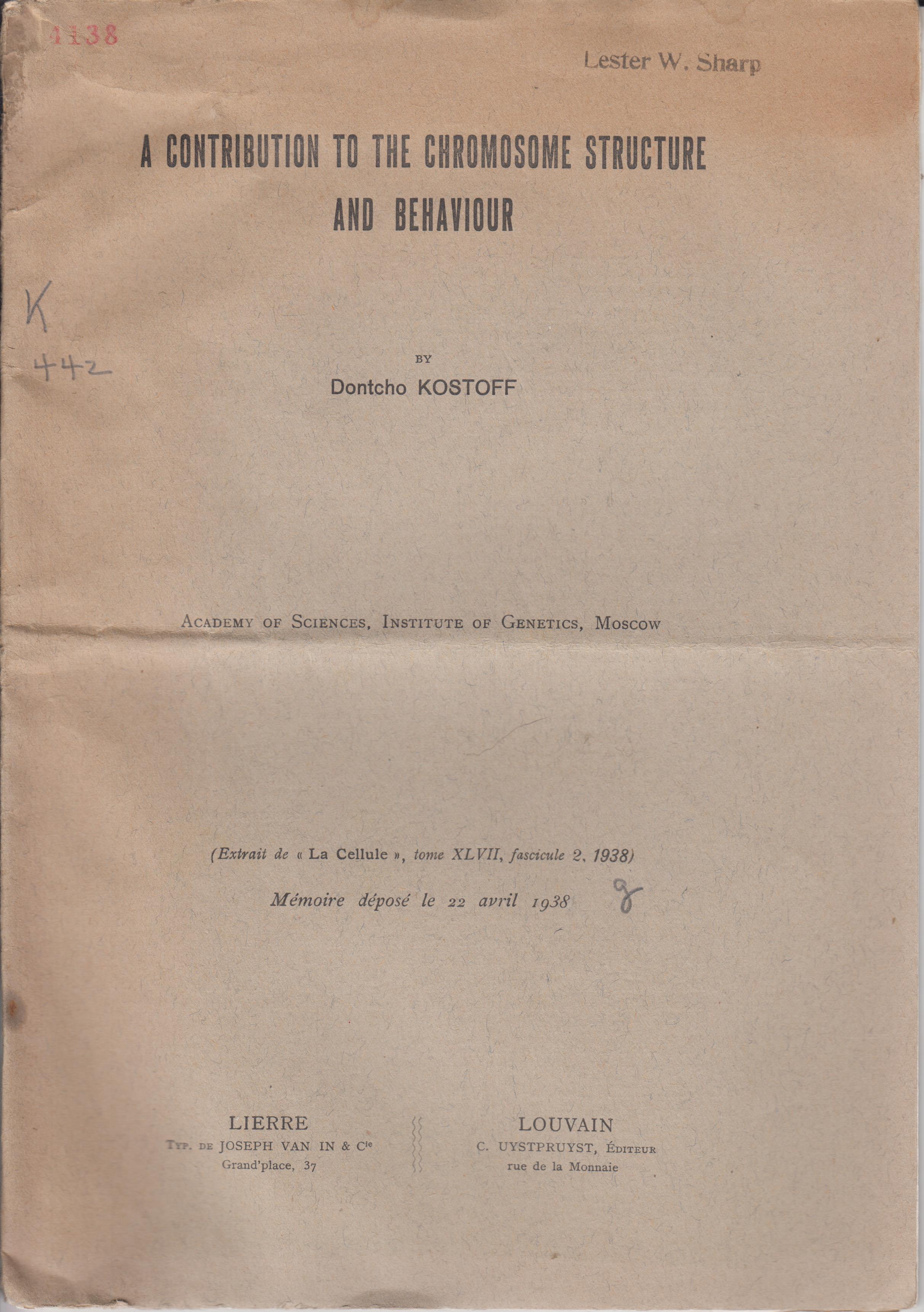 A Contribution to the Chromosome Structure and Behaviour by Dontcho ...