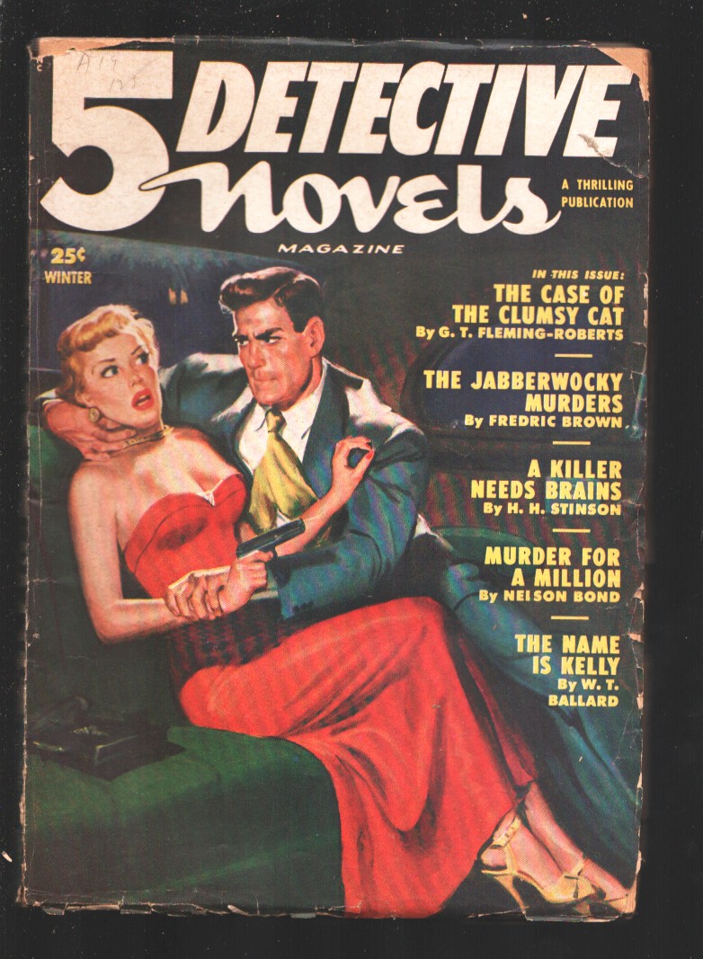 5 Detective Novels-Winter 1951-Gun moll violent pulp cover- Fredric ...