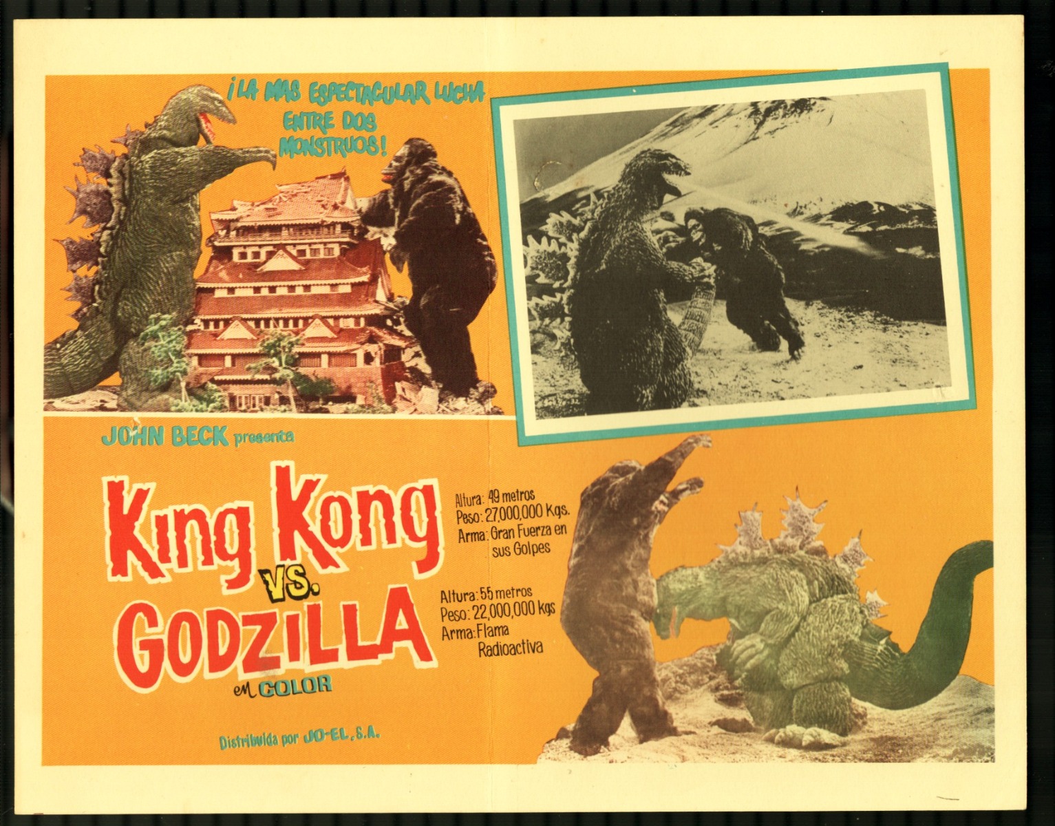 King Kong vs. Godzilla 11'x13' Lobby Card Tadao Takashima Horror ...