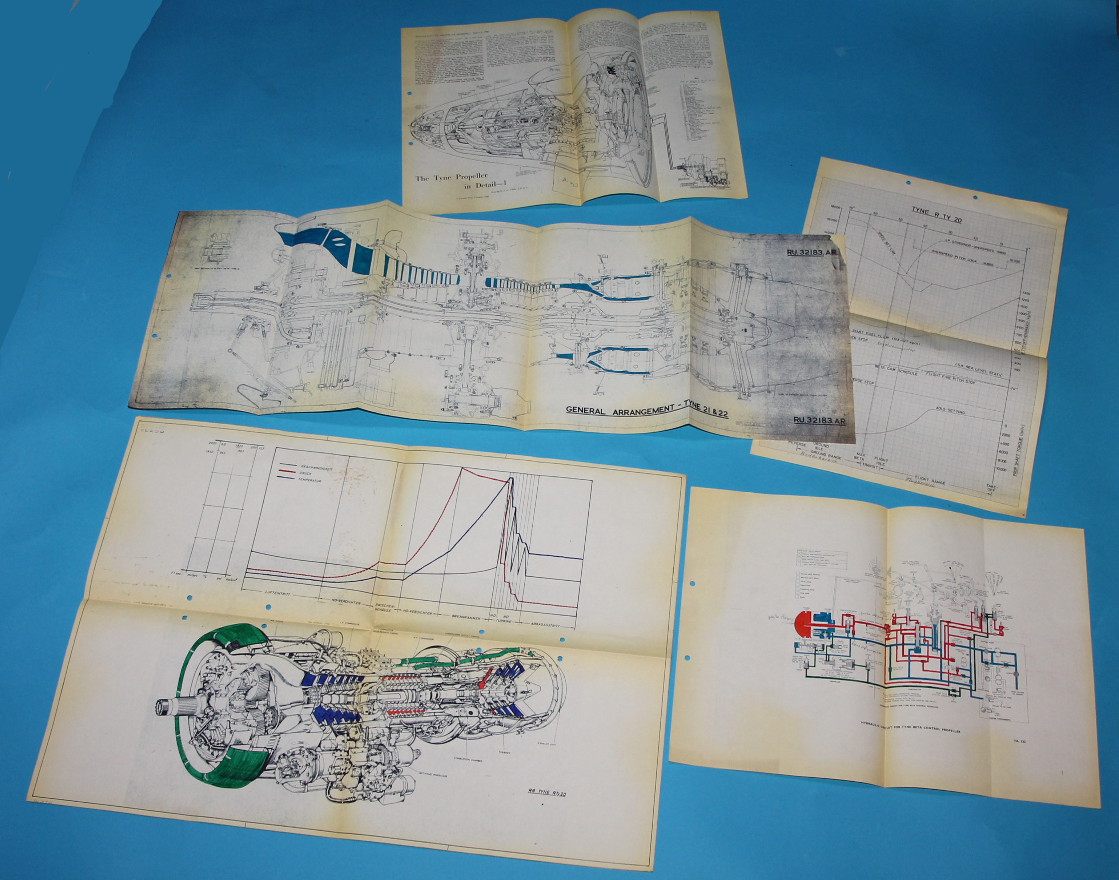 4 Flugzeugbau-Dokumente Rolls Royce Tyne Turboprop-Triebwerke + 1 Kopie ...