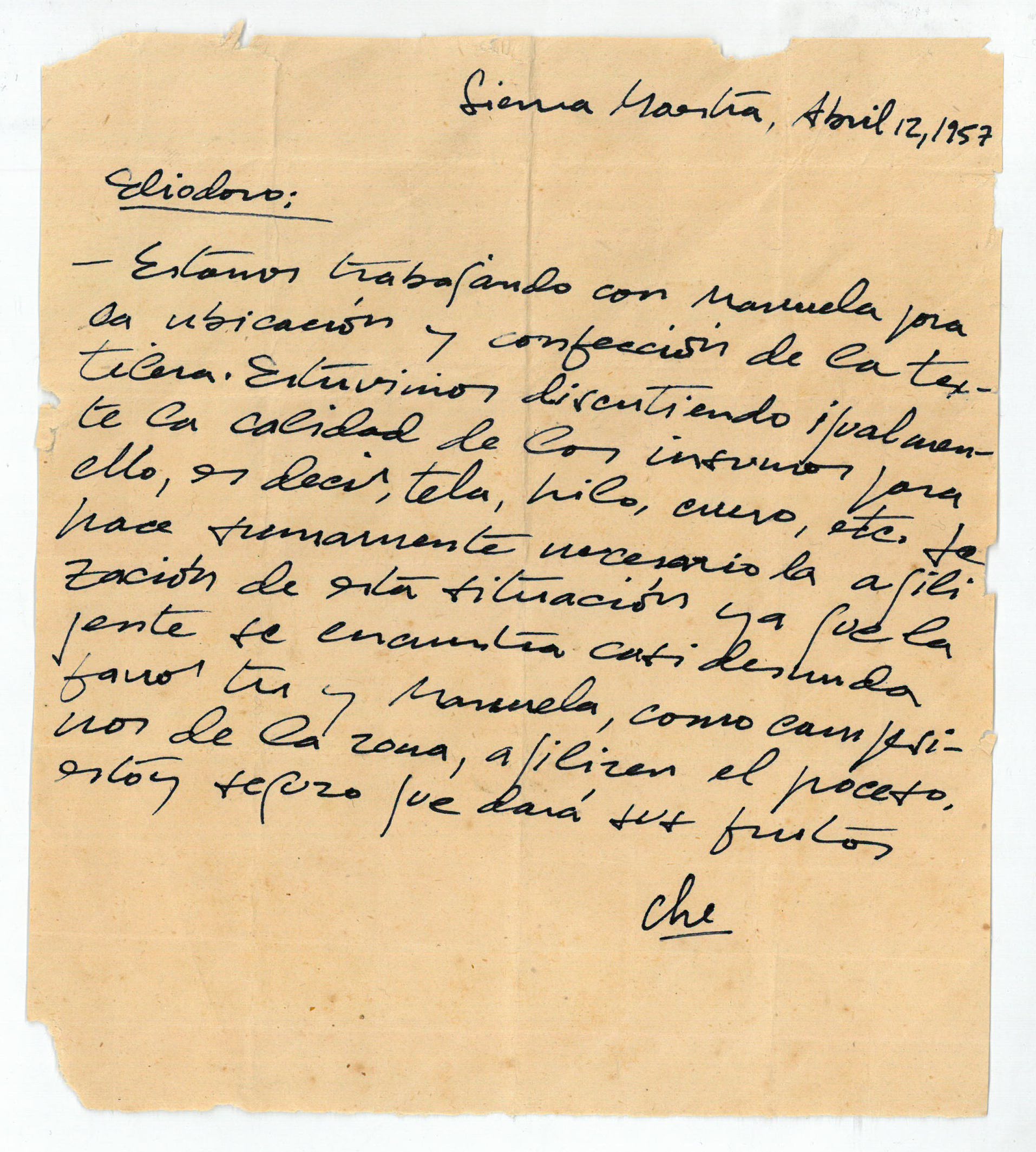 Autograph letter signed. von "Che" Guevara [i.e. Ernesto Guevara de la ...