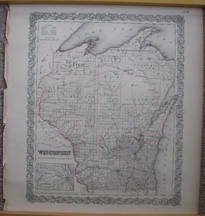 Vintage 1855 Wisconsin map [Colton]: (1855) Map | Crossroad Books